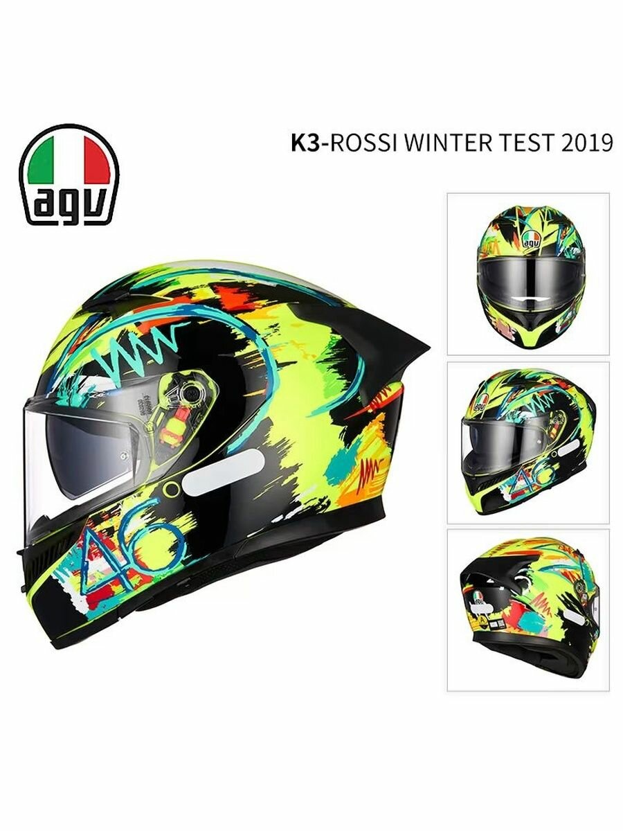 Мотоциклетный шлем AGV K3, цвет: черный, желтый, размер: L