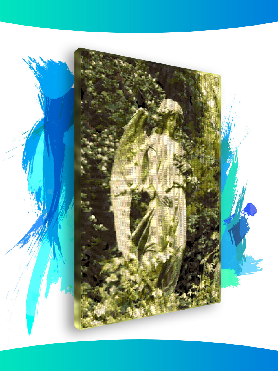 Алмазная мозаика на подрамнике - вышивка Статуя ангела 40 х 60 см