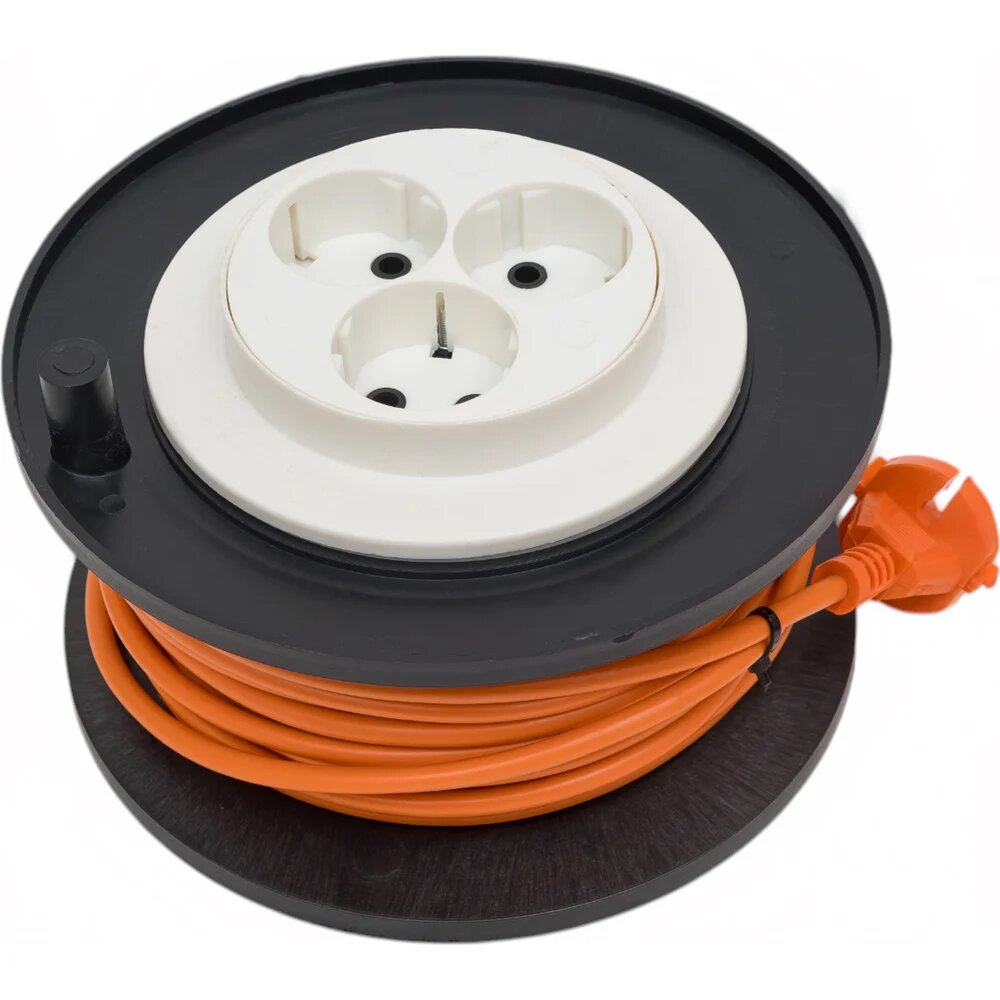 Удлинитель ООО "ГОСТ-электро" 3x25 м универсальный на пластиковой катушке ПВС 2x0,75 Меркурий У6-453 "МРК" 330186, белый