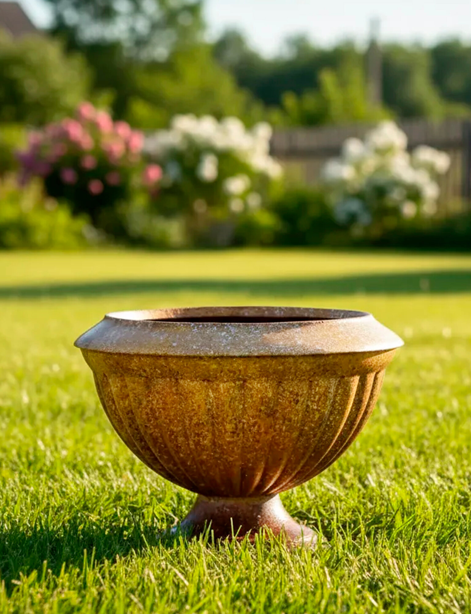 Вазон "Куантро", бетонный, дренажное отверстие, 15л, 38см, коричневый, темно-коричневый