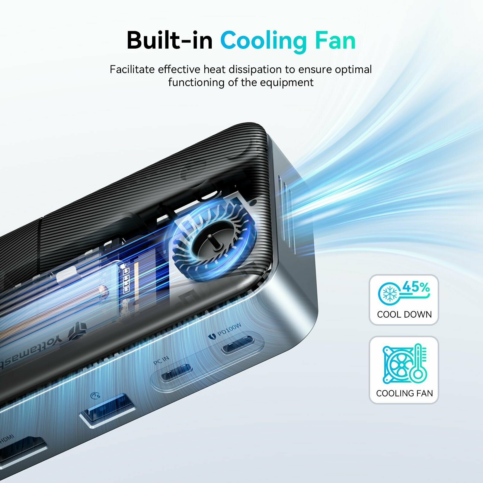 Usb разветвитель док-станция 10 в 1 Yottamaster DPM2P9-V1 USB HUB, Встроенный вентилятор улучшает отвод тепла, M.2 NVMe и SATA PD100Вт HDMI4K@60Hz USB-C USB SD/TF3.0 RJ45, До 10 Гбит/с