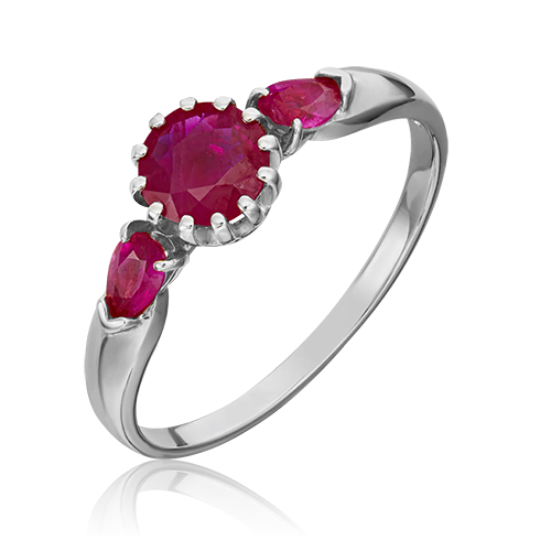 Кольцо, белое золото, 585 проба, рубин