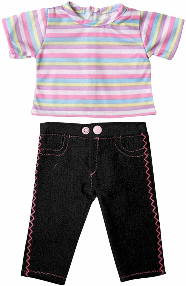 Костюм для куклы, 2 предмета: футболка и штаны, одежда для куколки и пупса 40-43 см, кукольный наряд, готовый гардероб