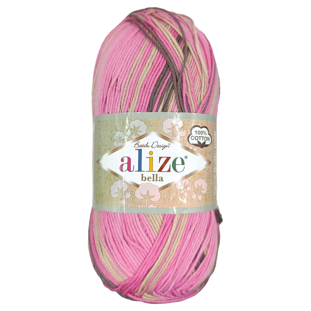 Пряжа для вязания Alize Bella batik 7829 розовый коричневый 100 гр/360 м 100% хлопок