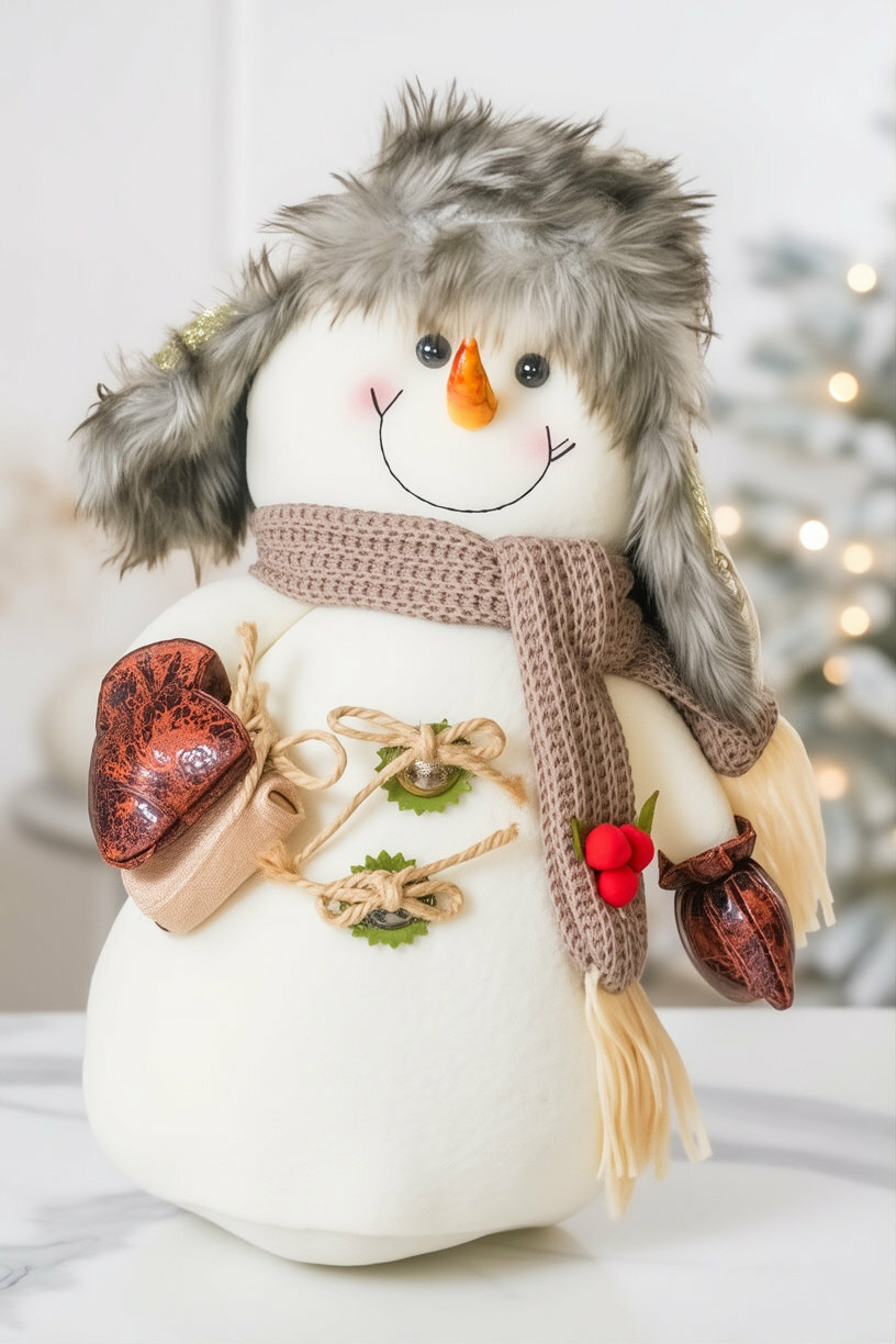 Декоративная фигура снеговичок стёпка, полиэстер, 32 см, Винтер Деко (Winter Deco) 1000350