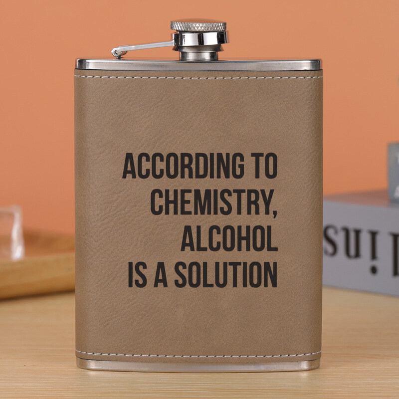 Кросс-бордерная русская фляга из нержавеющей стали 304 объемом 8 унций, портативная бутылка для вина с чехлом из PU кожи и лазерной печатью логотипа