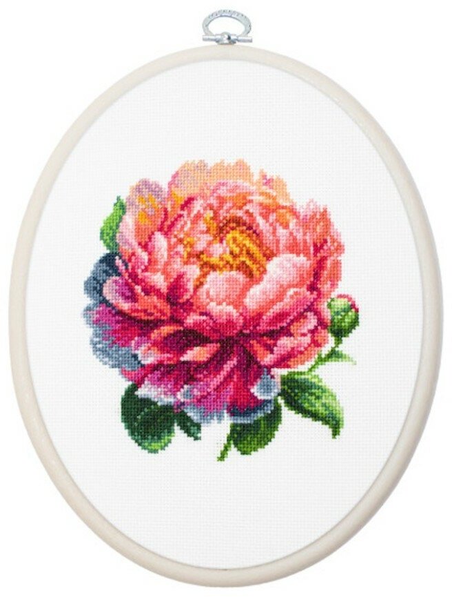 Набор для вышивания Luca-S #BC205 Пион Coral Charm, Счетный крест, 12 x 12 см