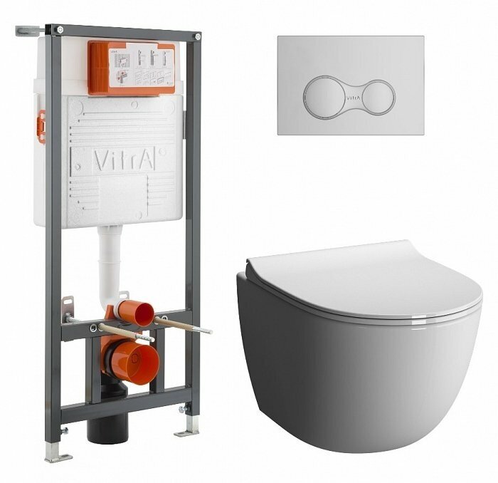 Комплект VitrA Sento L-Box set безободковый, с микролифтом, 9830B003-7207