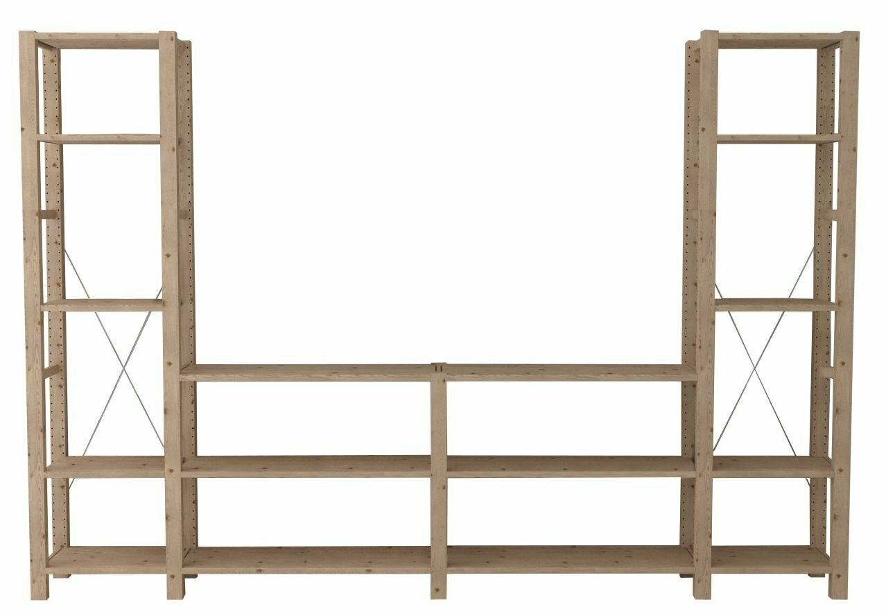 Стеллаж деревянный напольный IKEA Ivar 260х50х179 см, 16 полок, сосна