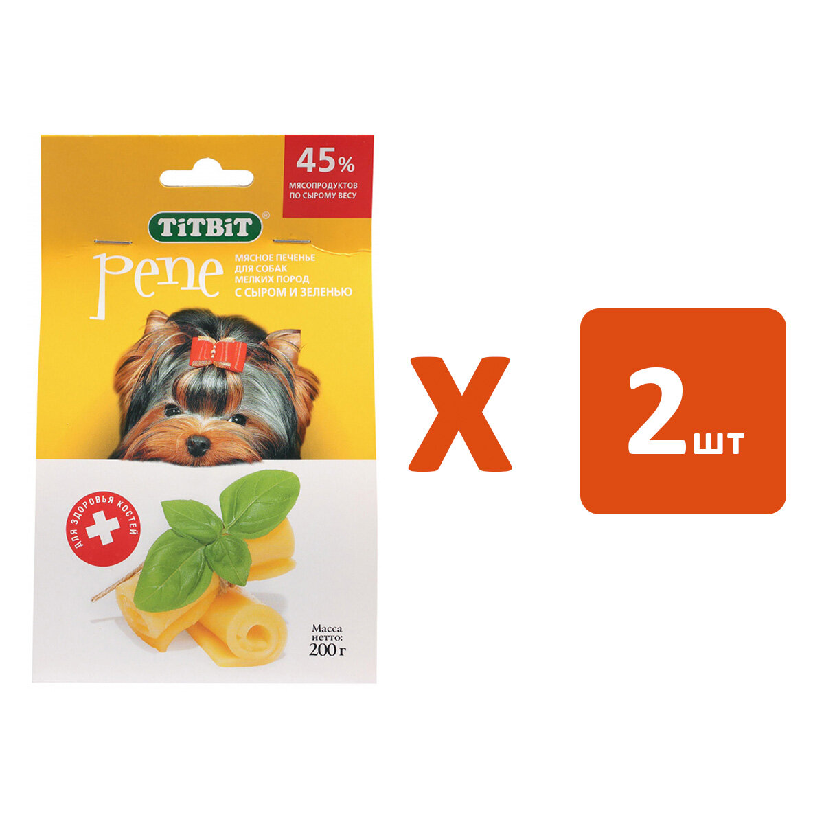 Лакомство TIT BIT PENE для собак печенье с сыром и зеленью (200 гр х 2 шт)
