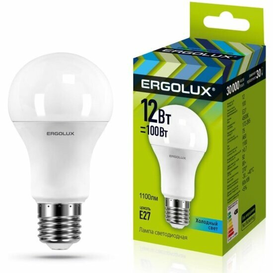 Светодиодная лампа Ergolux LED-A60-12W-E27-4K
