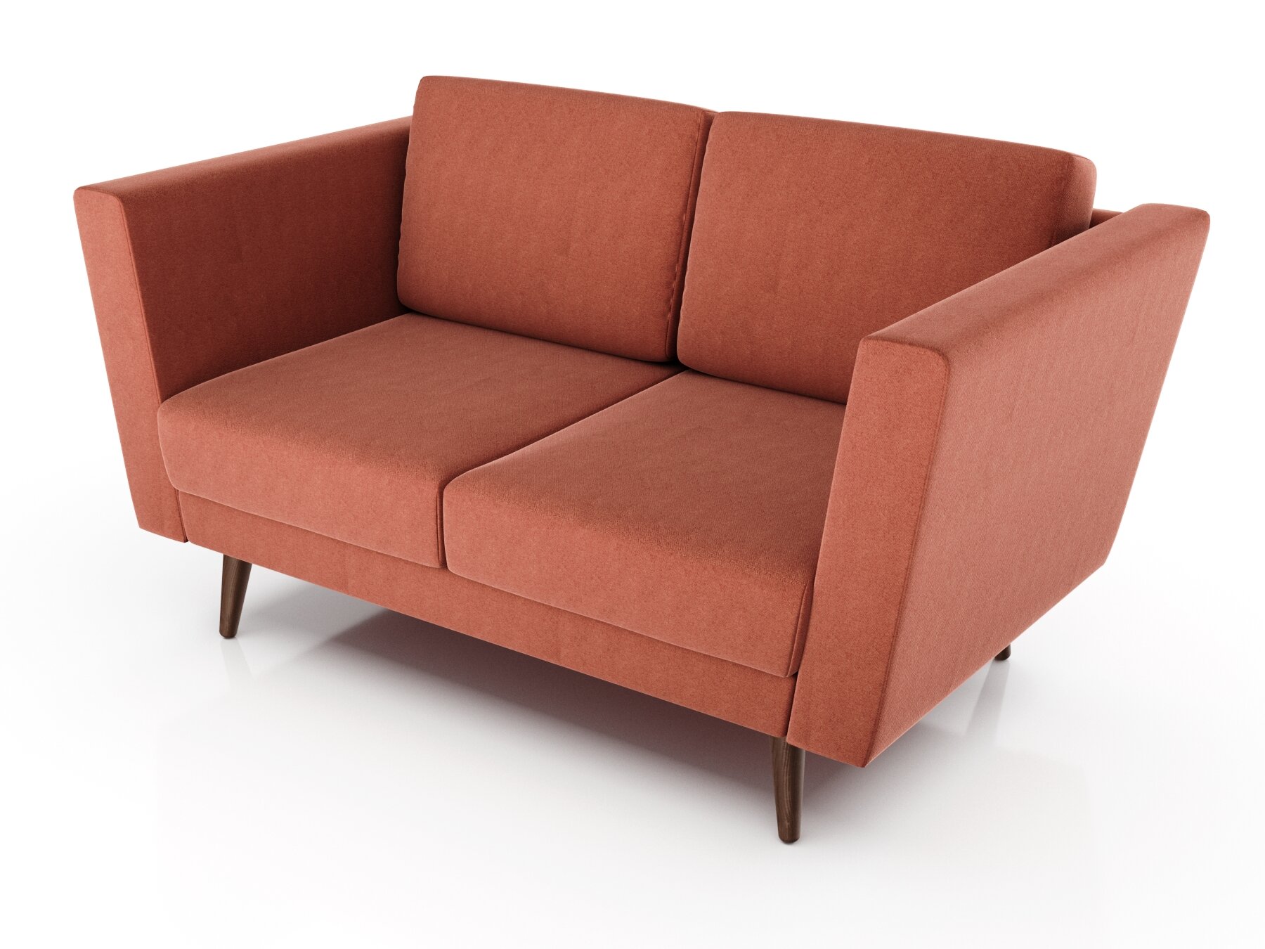 Мини диван Arsko Гуннар красный коралловый, рогожка, для кухни, в офис, в салон красоты, на ножках, скандинавский лофт