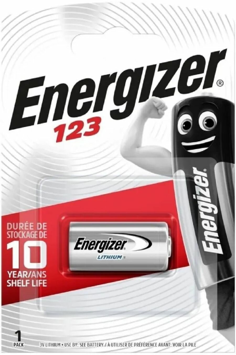Батарейка Energizer литиевая Lithium, тип CR123A / 123A / 123, 1 шт.
