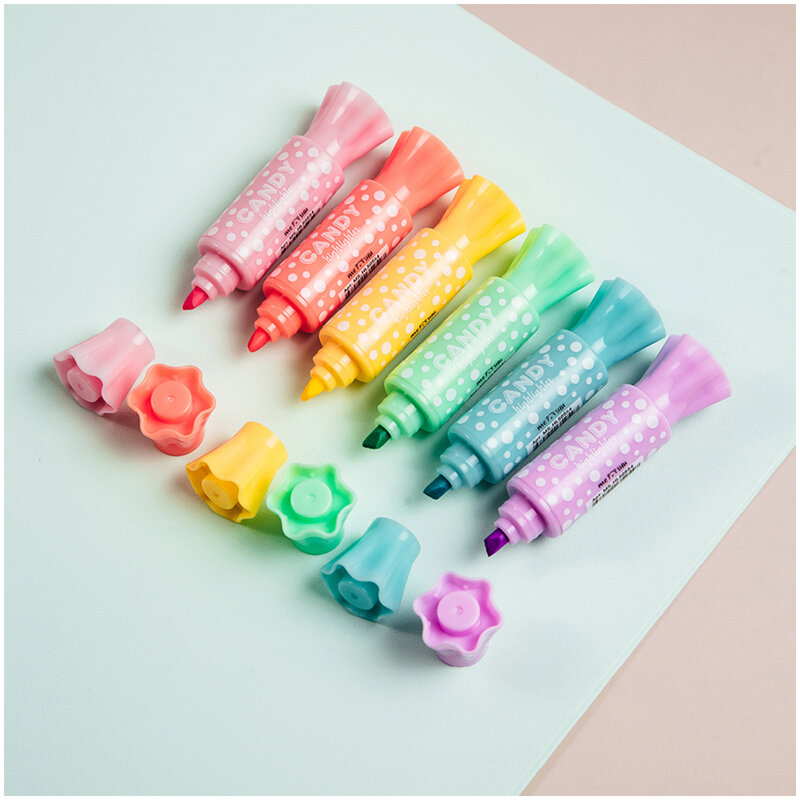 Комплект 120 шт, Текстовыделитель двусторонний MESHU "Candy" мини, ассорти, пастельные цвета, 2/4мм