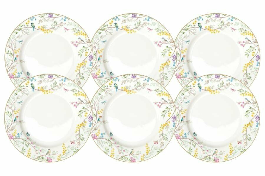 Набор 6 тарелок обеденных Пение птиц, 26,5 см (Easy Life, Китай)
