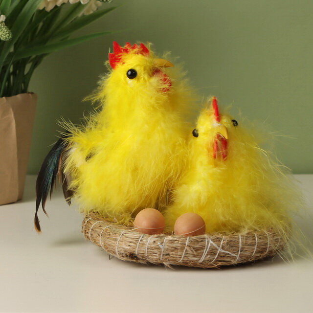 Декоративная фигурка Курочки из Лавентии 14 см желтая, Due Esse Christmas, XPA21000191-1