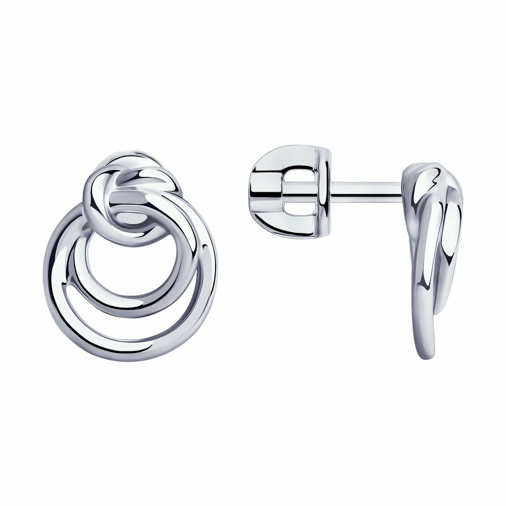 Серьги пусеты, серебро, 925 проба, родирование