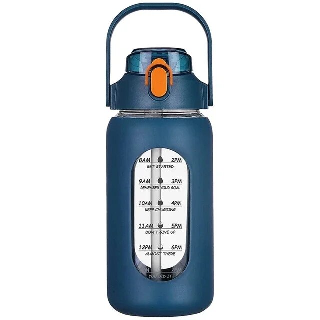 2024 новая стеклянная бутылка 946 мл/1656 мл/1892 мл с силиконовой трубой и маркером времени, стеклянная бутылка для воды для кемпинга, дома, офиса, тренажерного зала