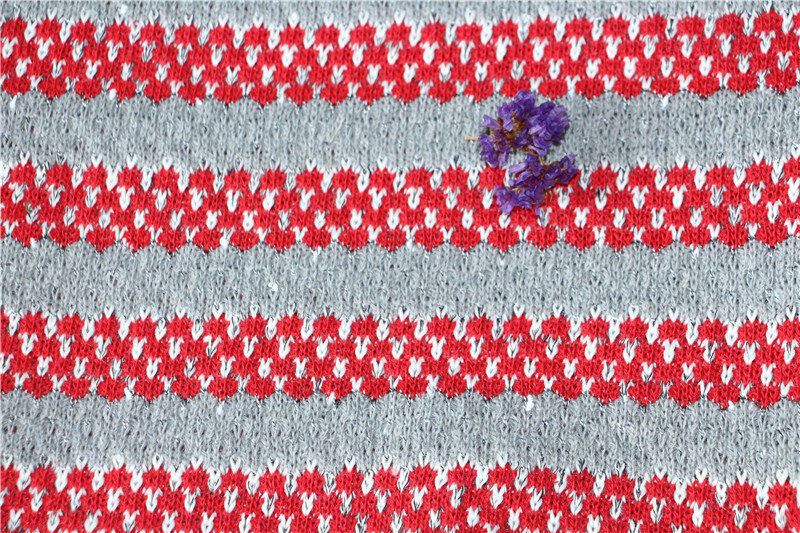 Ткань JIAYI, жаккард, полиэстер 90%, хлопок 10%, красная/серая