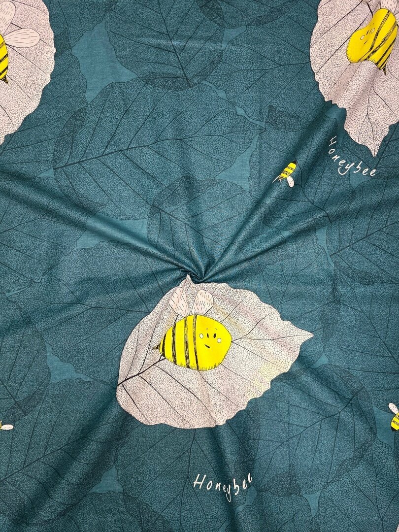 Ткань Поплин Китайский "Пчелка на зеленом"100х220см