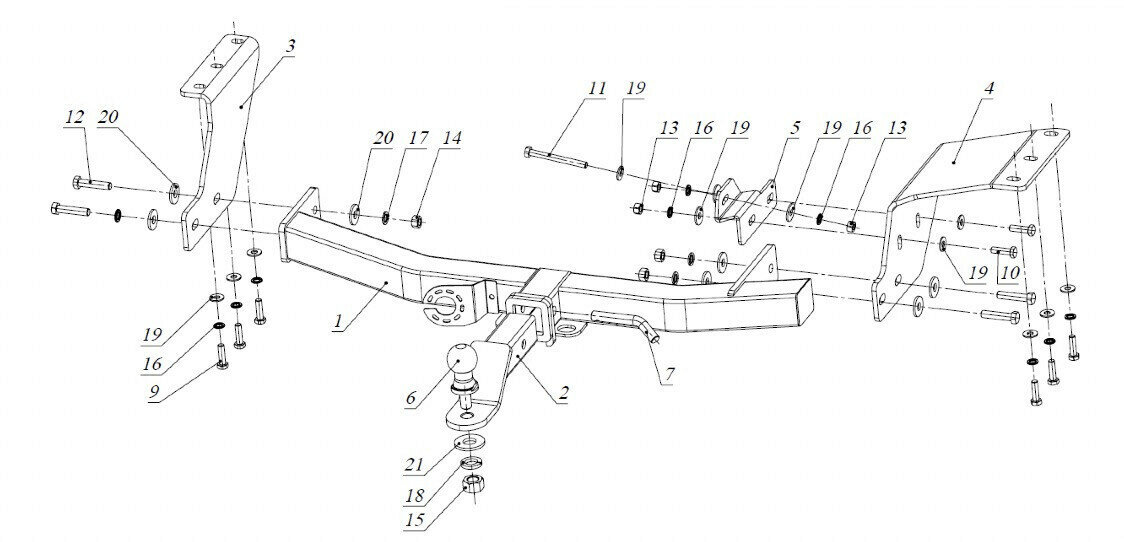 Фаркоп с элект. Smart, на Mitsubishi Outlander FA 0970-E (с 2007 по 2012 г. в.) (паспорт и сертификат в комплекте) Бизон