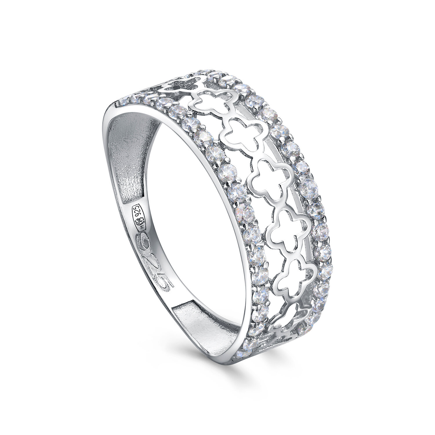 Кольцо, серебро, 925 проба, фианит