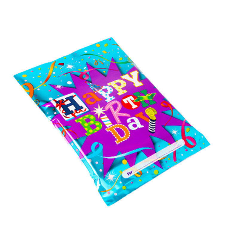 Пакет подарочный Happy birthday 17х25см фольга набор 10шт синий, именной