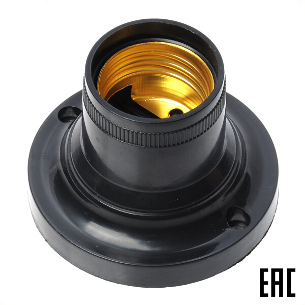 Патрон Е27 AB7TPBEAY карболитовый, подвесной, с кольцом, черный Ecola (9 шт. в комплекте)