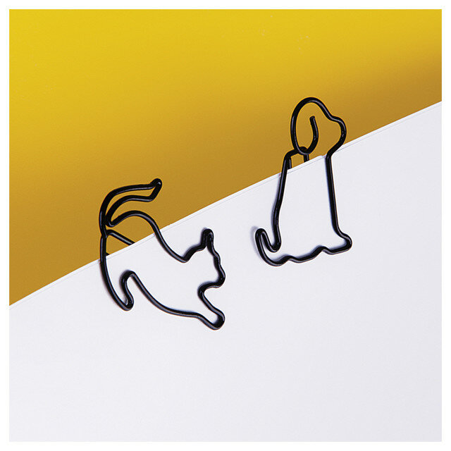 MESHU Cat&Dog скрепки 19 мм, 4 шт фигурные для бумаг и творчества, яркие и безопасные