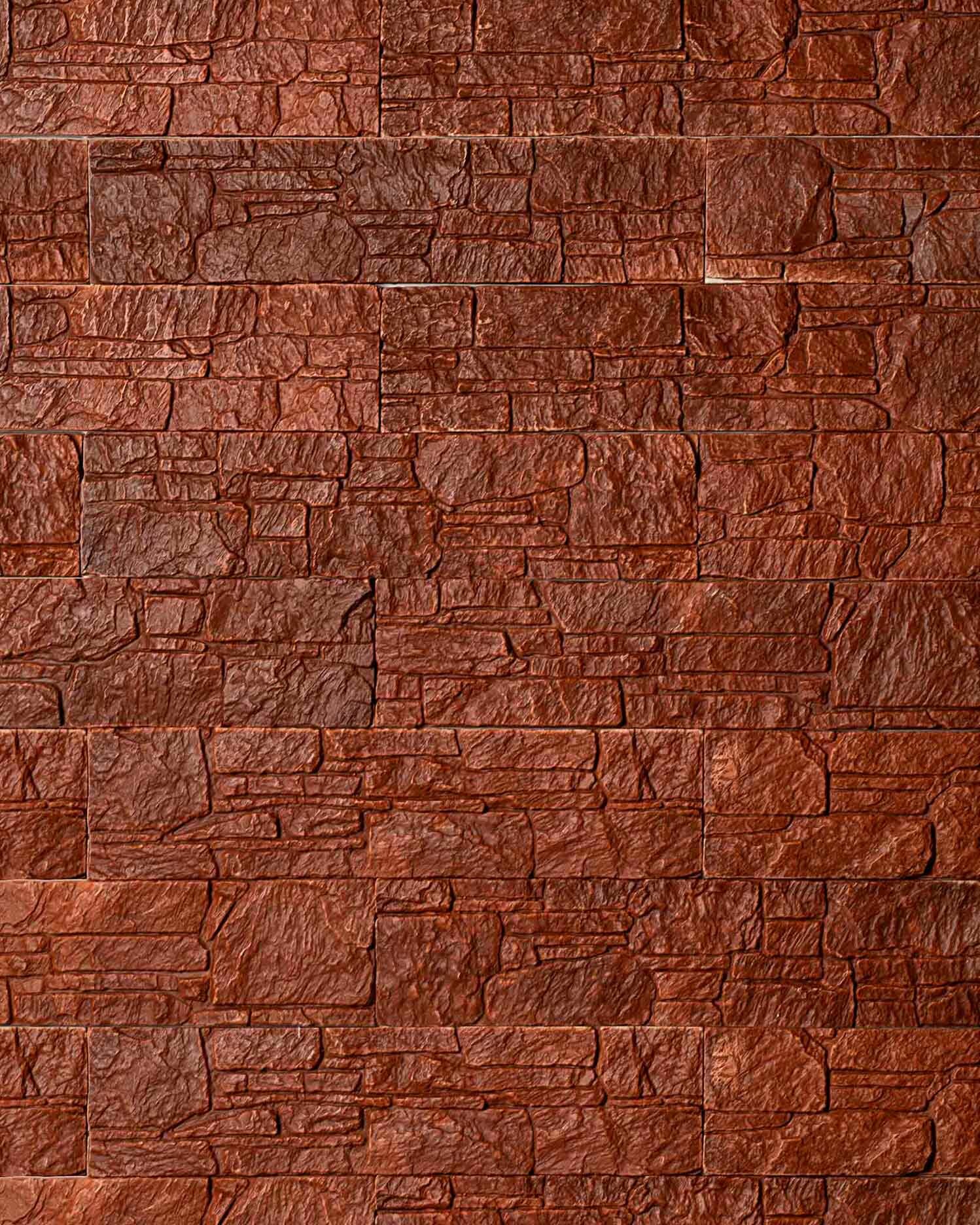 Декоративный гипсовый сланец инкора-декор Скандинавский 0,57 м2 темно-красный 15 шт 40x9,5см