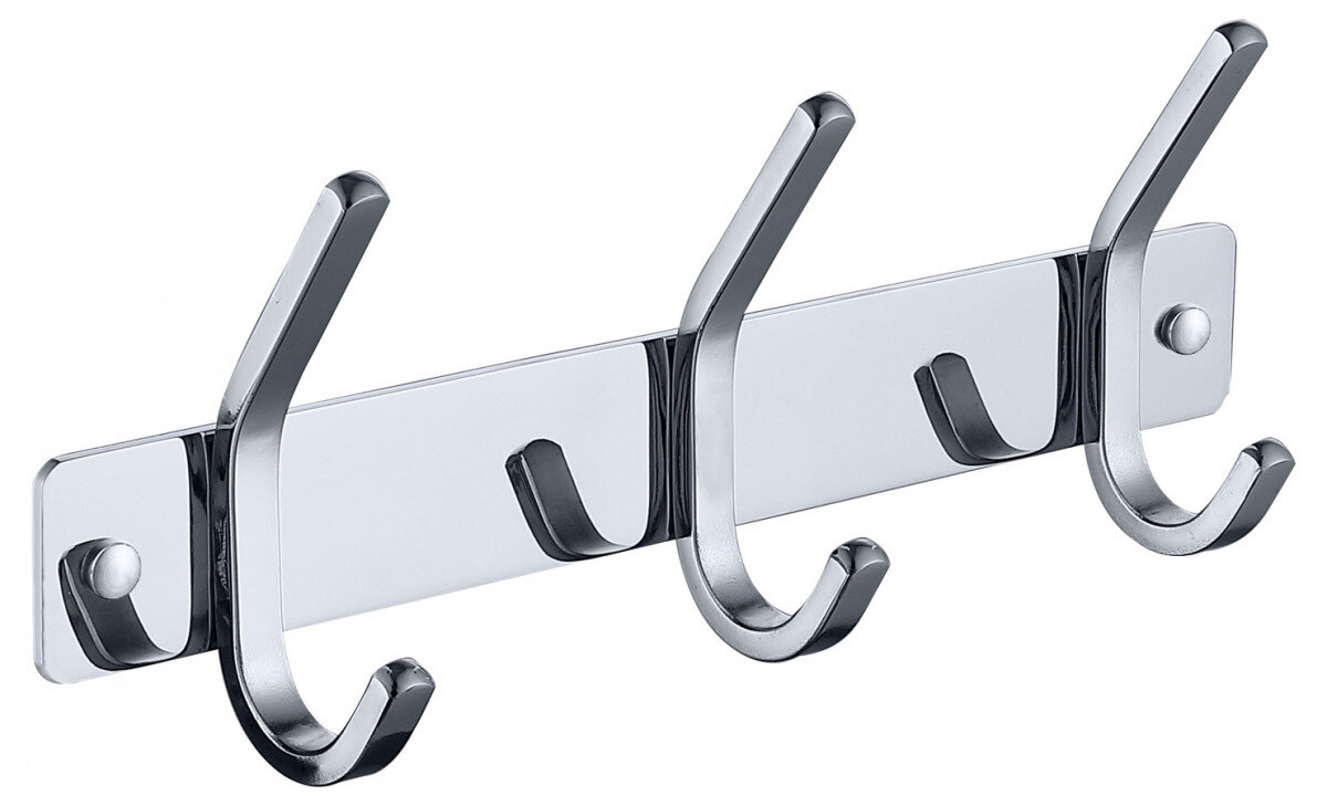 Планка с 3-мя крючками KAISER H0043 Кайзер, настенная вешалка для одежды, белья, полотенец, в ванную, прихожую, кухню, органайзер для дома на дверь, стену, металлический