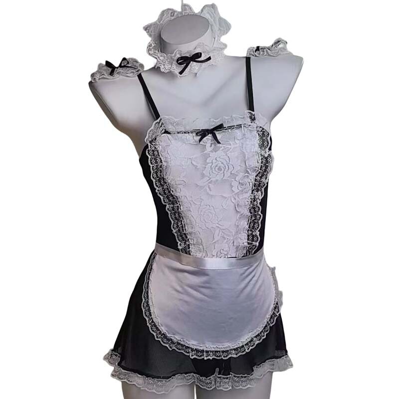 Сексуальный комплект нижнего белья, облегающая униформа, мини-юбка, сценический костюм для косплея. Костюм горничной, чулки в комплект не входят.