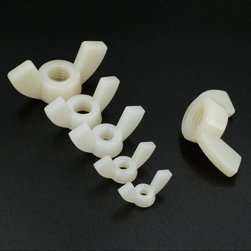 1-100 шт, Стандартная Белая нейлоновая гайка для крыла, пластиковая гайка для слиток, пластиковая крышка с резьбой типа бабочки