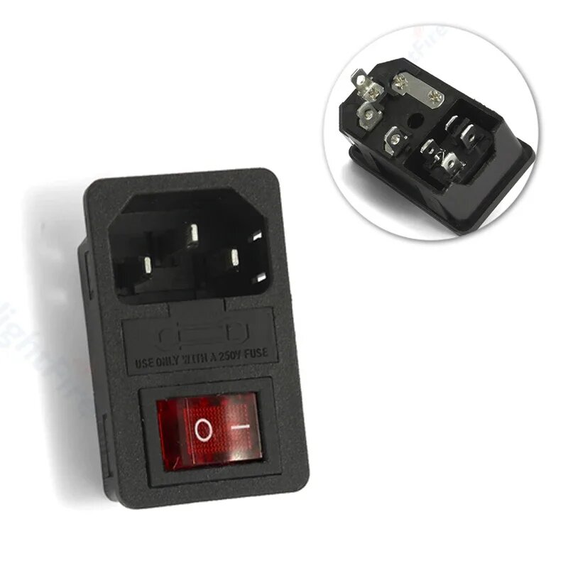 Розетка DelightFire IEC320 C14 C13 16А C14 Plug With Swicth, 1PCS