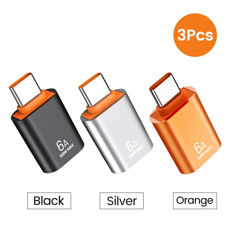 3шт. USB Type-C - USB адаптер 6A