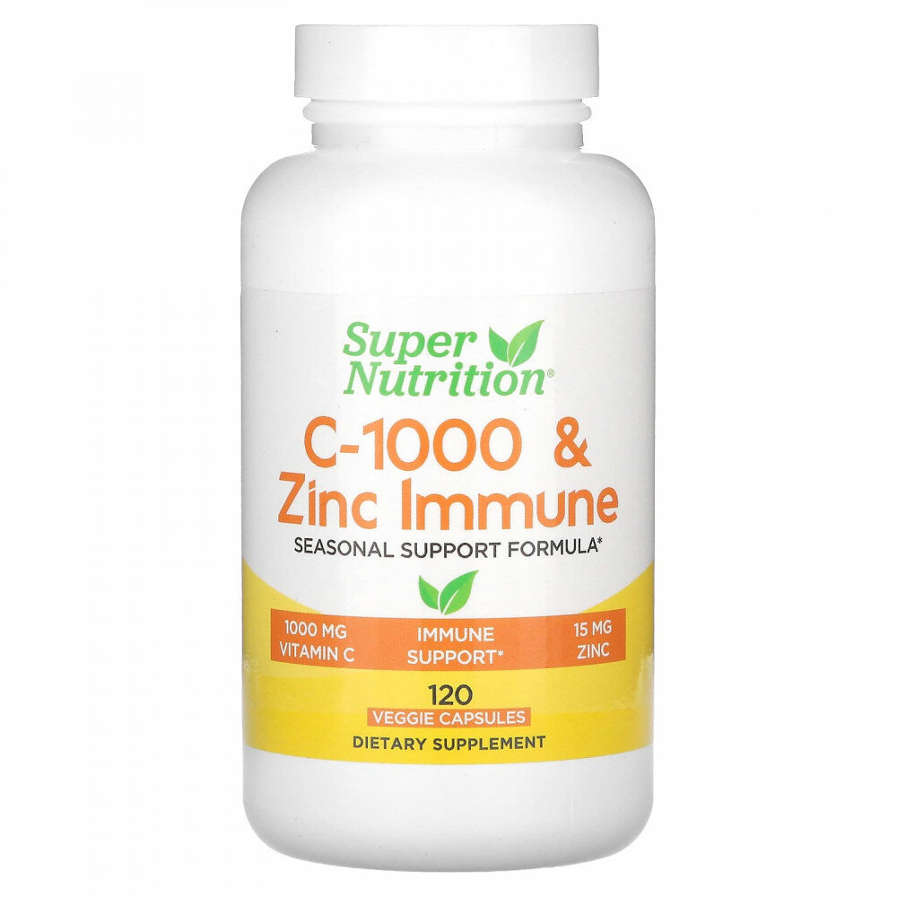 California Gold Nutrition, добавка для укрепления иммунитета C-1000 с цинком, 120 растительных капсул