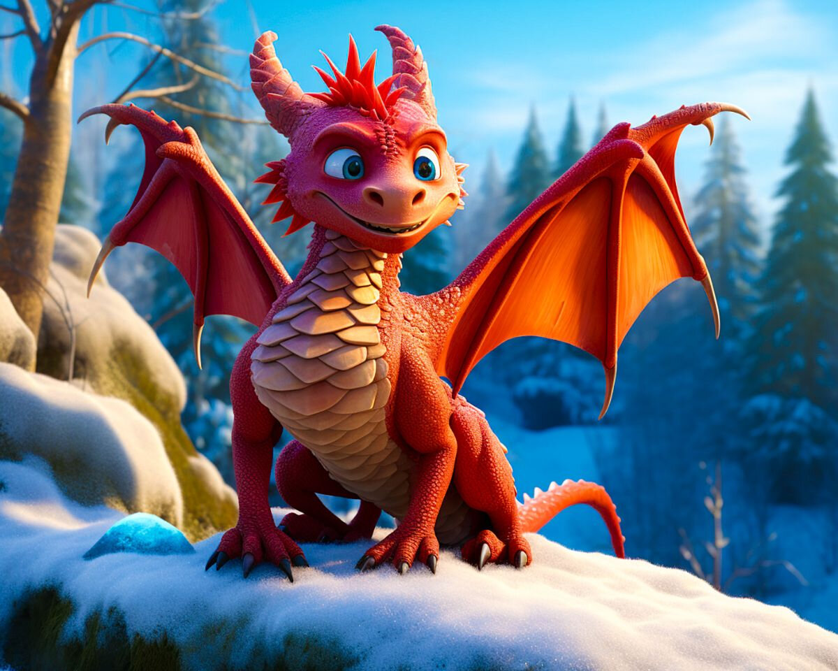 Картина по номерам дракон в зимнем лесу 40х50