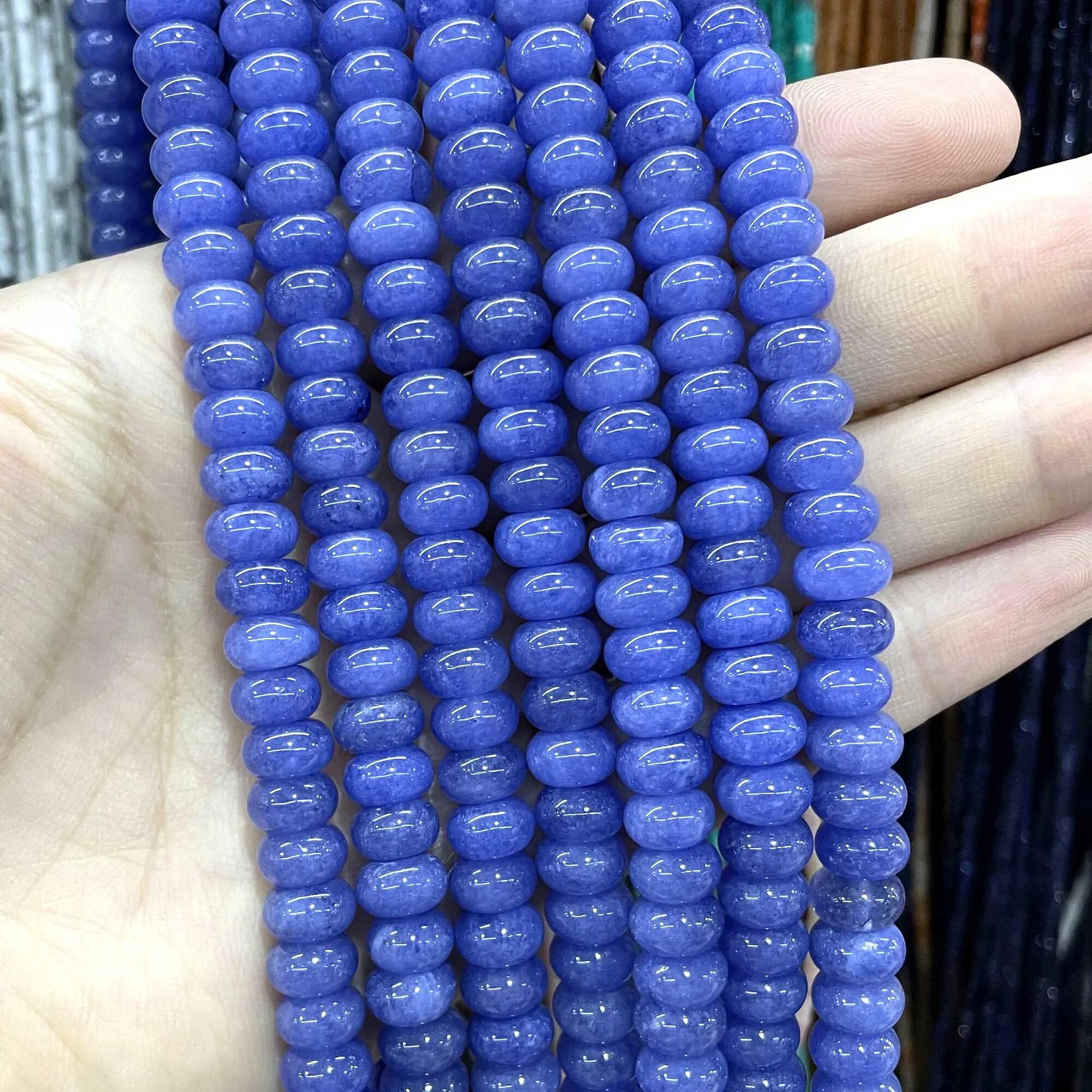 Натуральные бусины морганит ангелит аквамарин SYSRXLR 5*8 мм Фиолетовый, 2