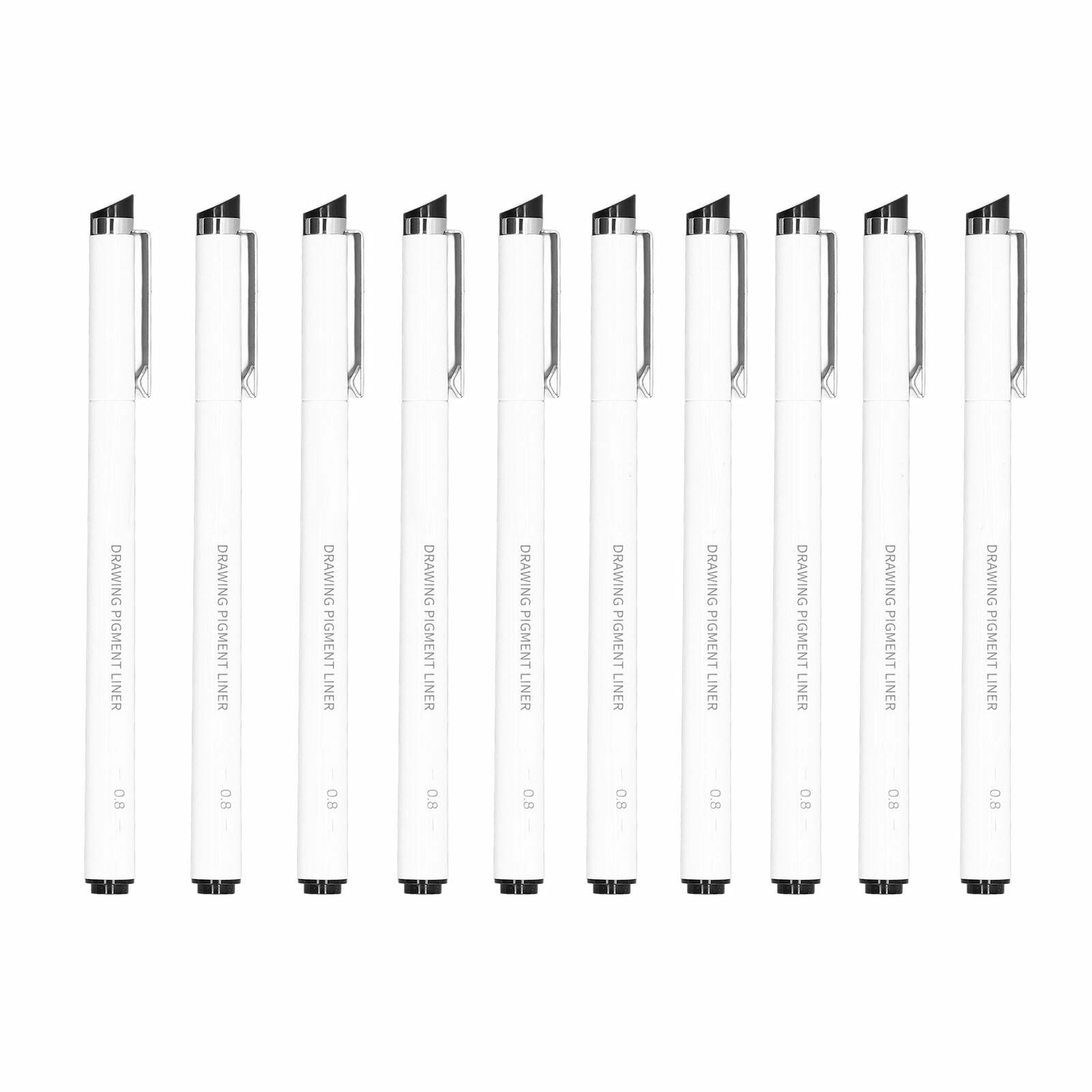 10 шт, ручки-лайнеры, черные чернила, прочные, водонепроницаемые, неувядающие, гладкие, ручки для рисования для заметок, дизайн, эскиз, рисунок