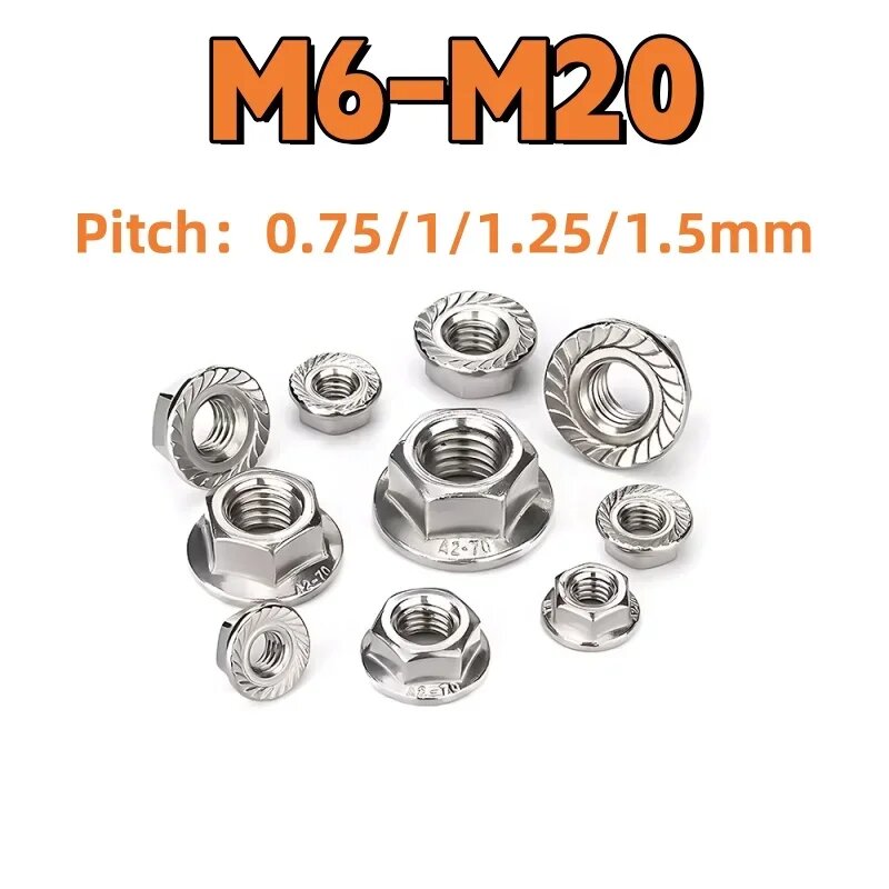 Гайки фланцевые нержавеющие M6-M20 M16x1.5mm-1pcs