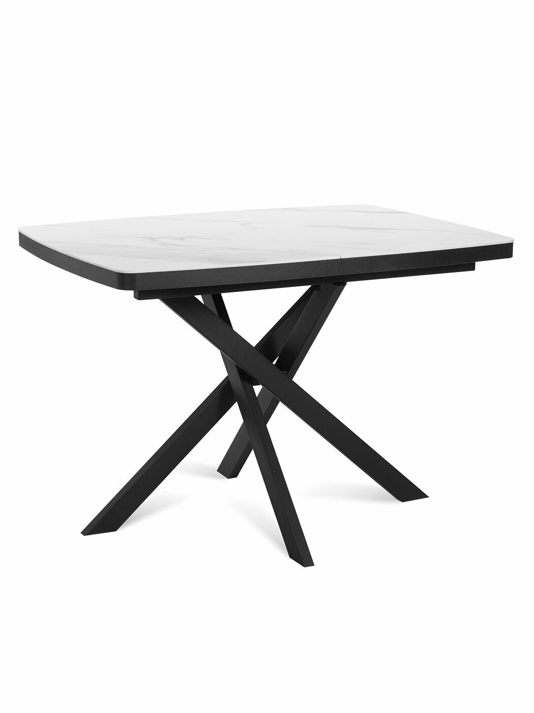 Стол керамический раздвижной DALLAS LIGHT 110 MARBLE MATT CER на металлокаркасе, 110(150)х80 см (керамика матовая/белый мрамор)