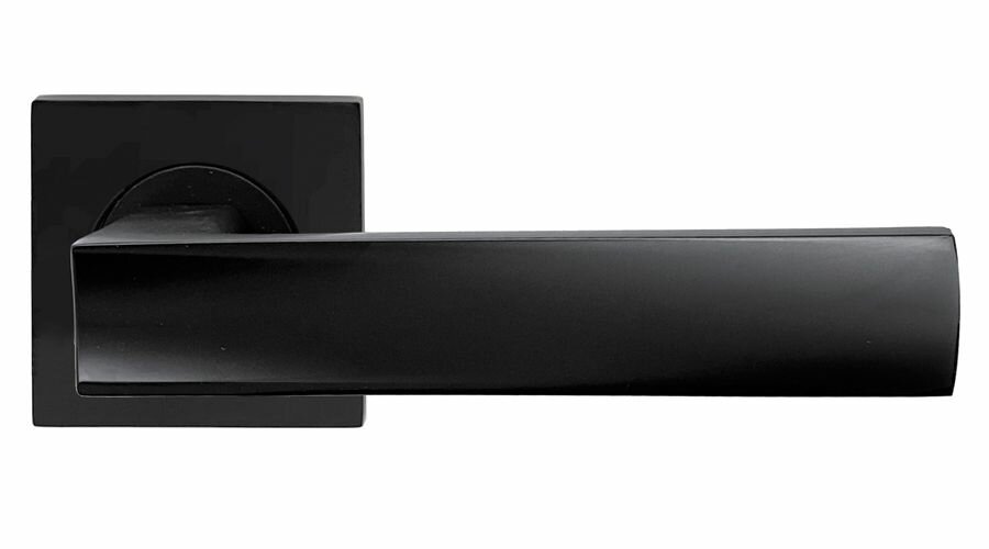 Ручка дверная для межкомнатной или входной двери BOXY чёрная (квадратная розетка)