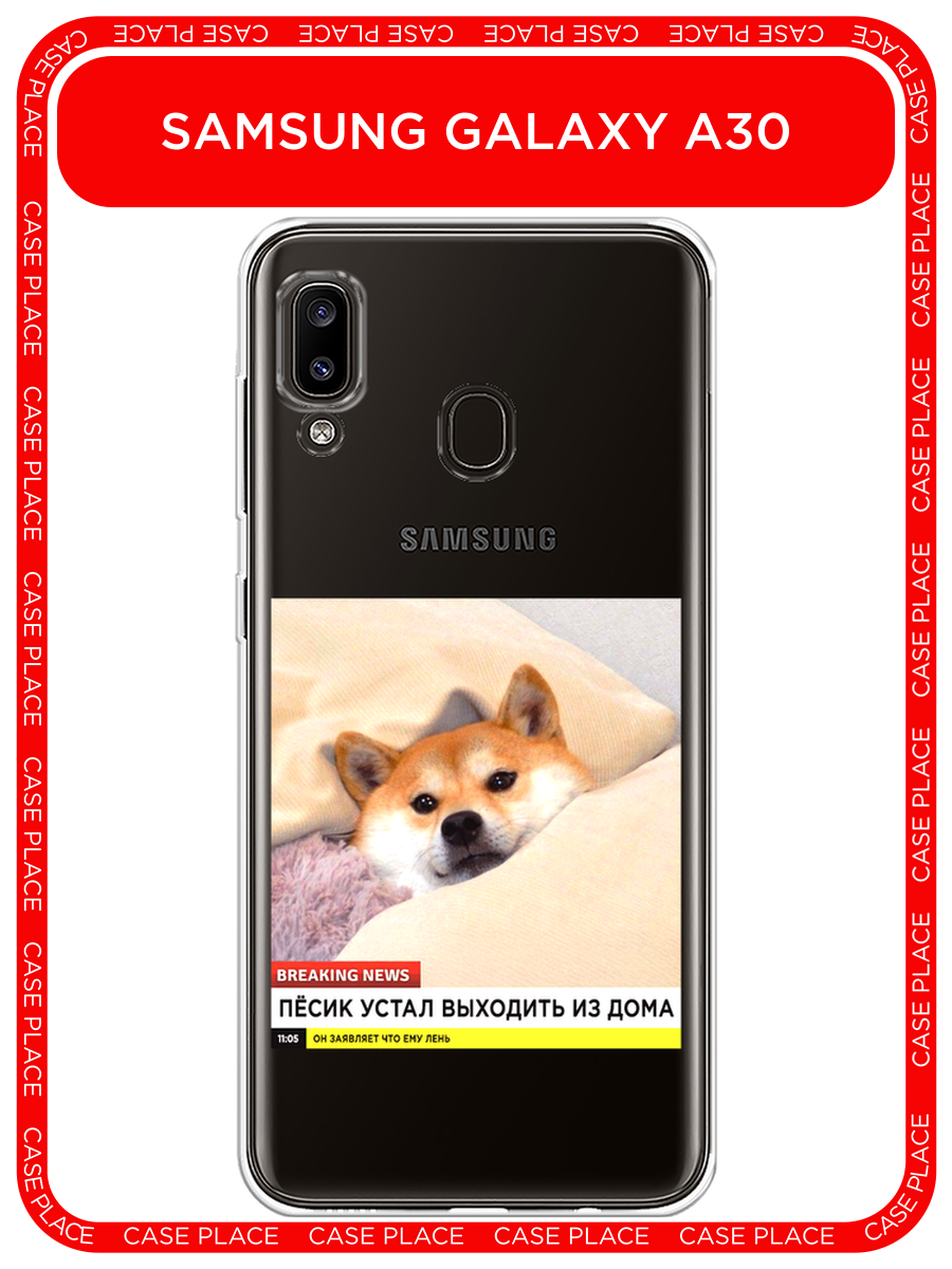 Чехол на Samsung Galaxy A30/A20 / Самсунг Галакси A30/A20 с принтом Уставший песик, прозрачный