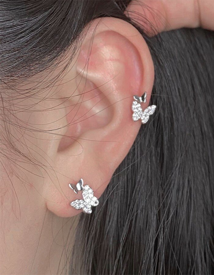 Серьги каффы, циркон