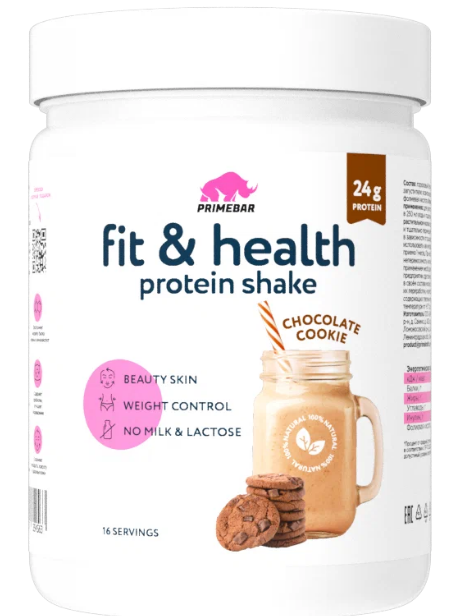 Вегетарианский протеин Fit & Health "Protein Shake" Prime Kraft 500 гр, шоколадное печенье