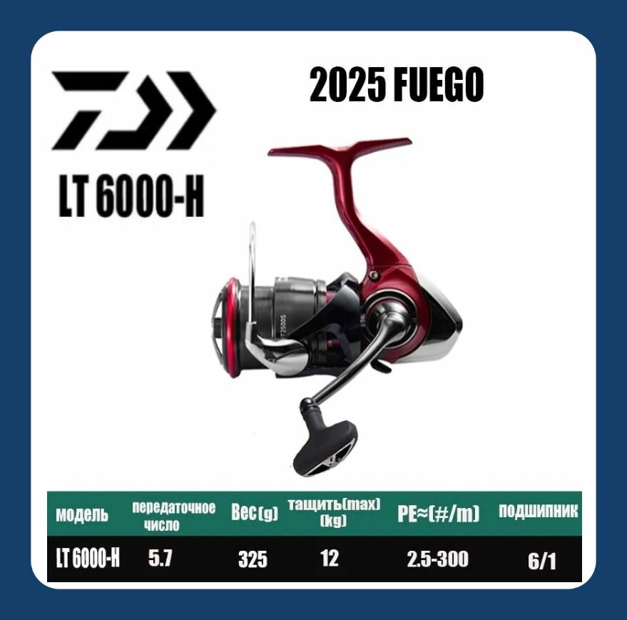 Рыболовная катушка DAIWA FUEGO 6000-H Катушка для рыбалки(стиль 2025 года)