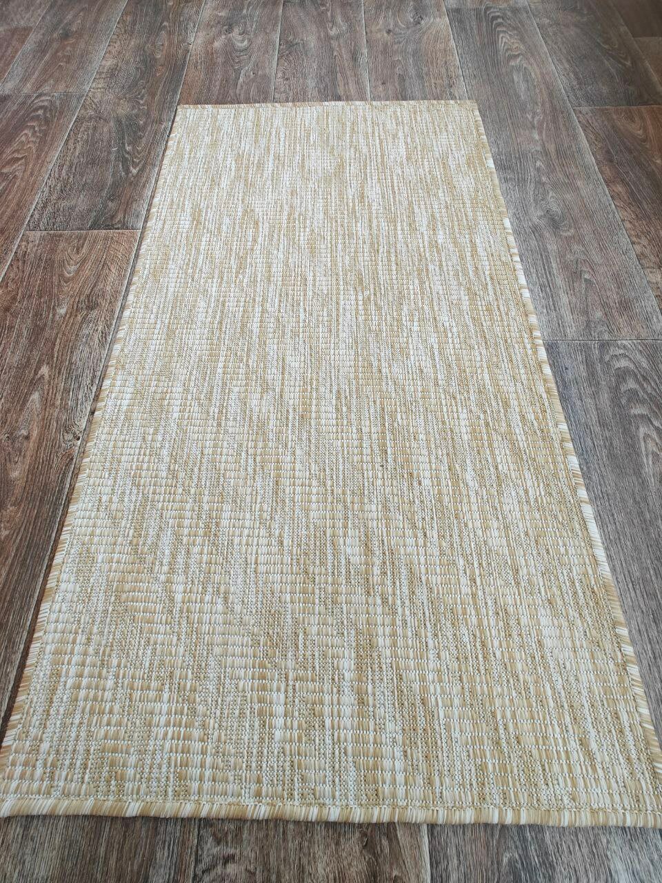 Ковер без ворса с латексным нанесением, Антискользящая циновка на джутовой основе прямоугольной формы размером 60 на 110