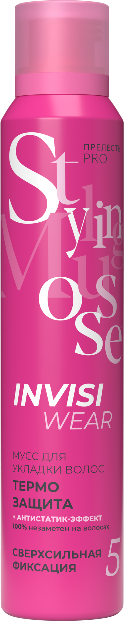 Мусс для укладки Прелесть Pro Invisiwear Термозащита Сверхсильная фиксация 200мл
