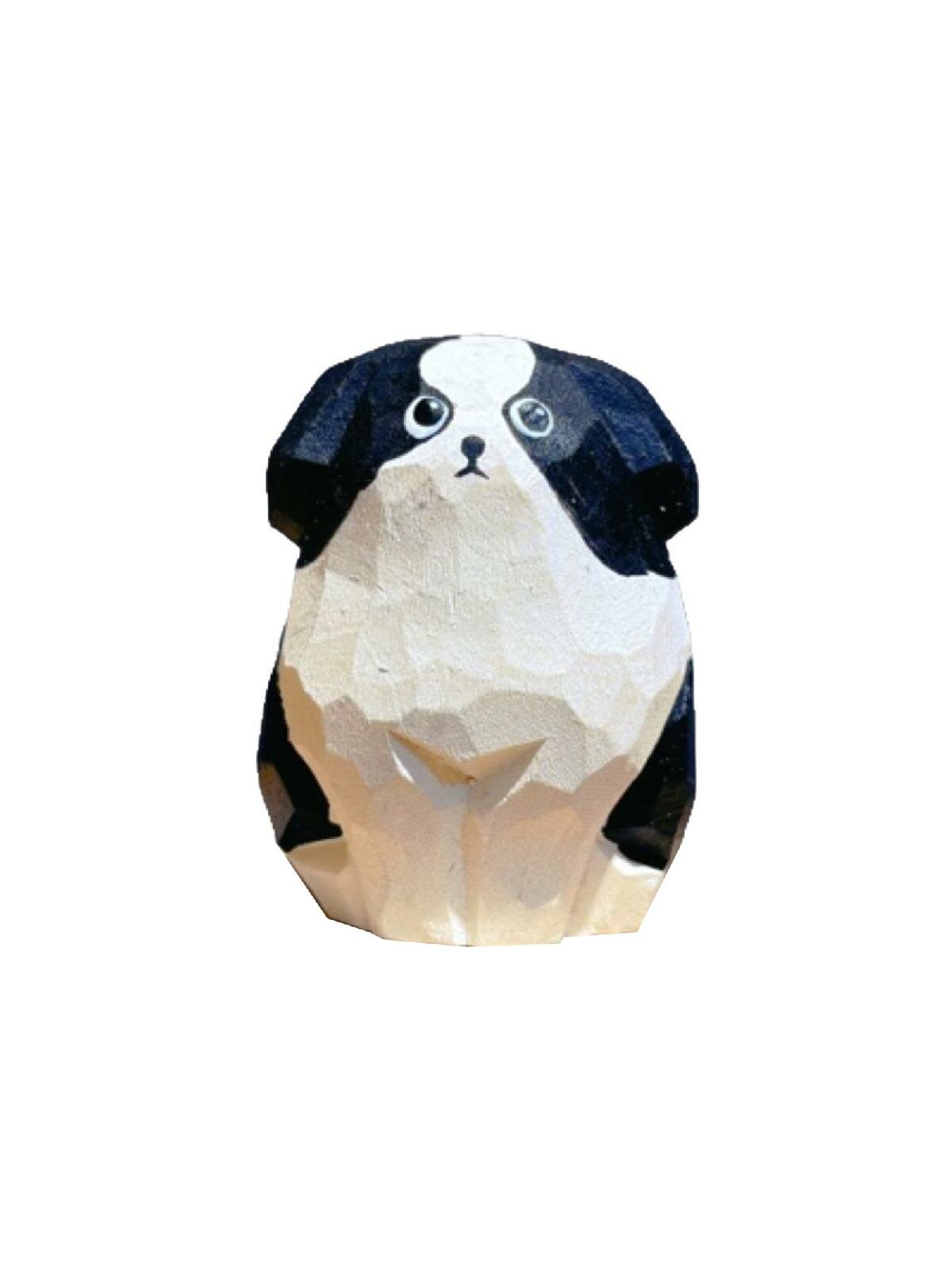 Миниатюрная скульптура Бордер-колли с резьбой по дереву для подарка любителю животных