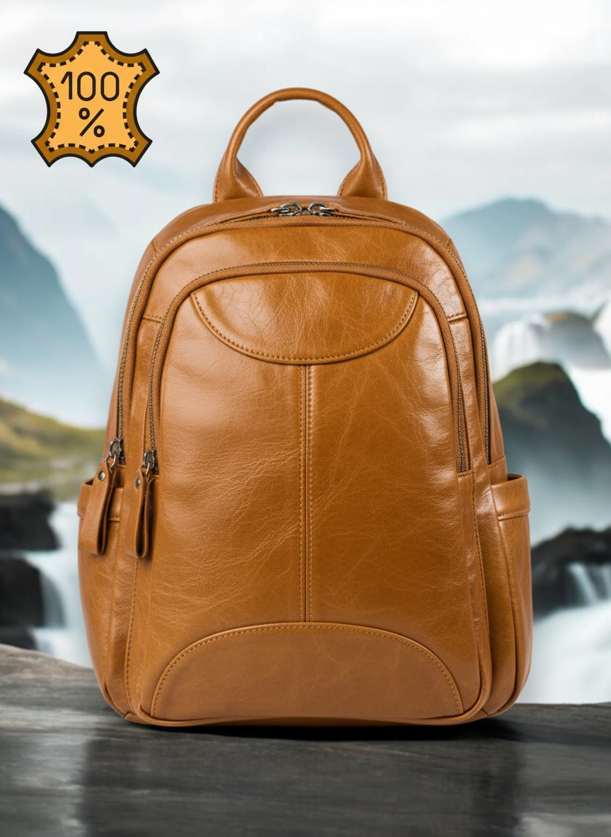 Рюкзак городской женский CAPRI из натуральной кожи коричневый CAP-5666-Coffee